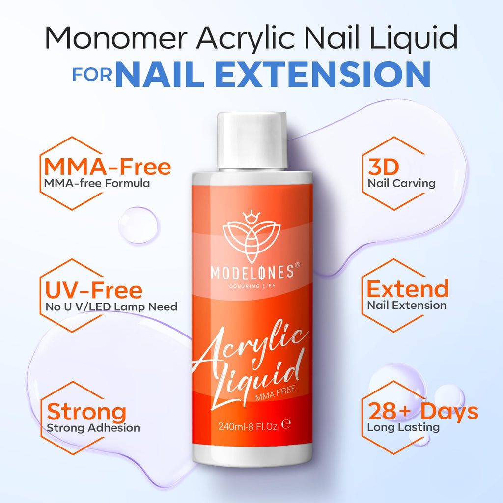 Acrylic Nail Liquid Monomer 240ml (MMA FREE) | Modelones