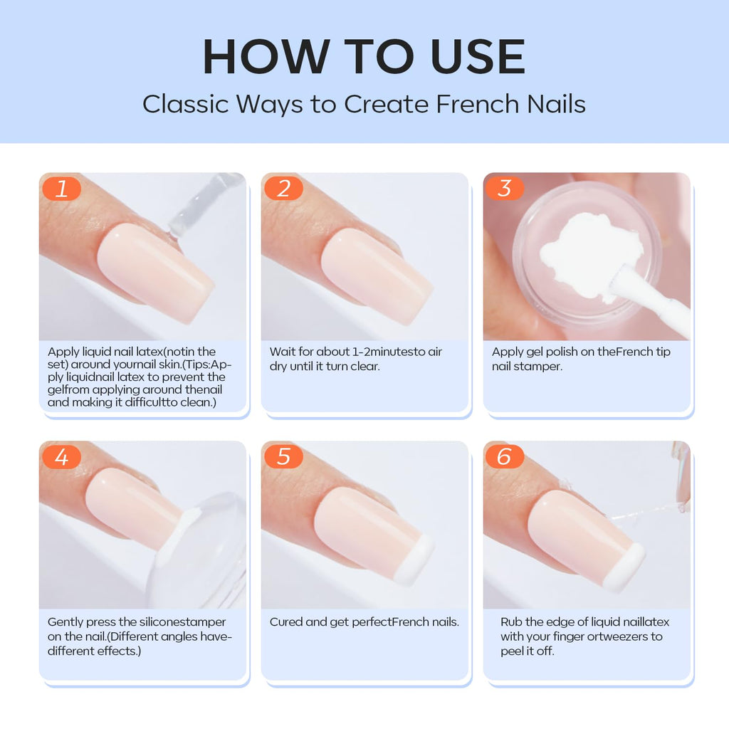 Modelones French Tip Tool - 6Pcs Nail Stamp French Manicure Kit